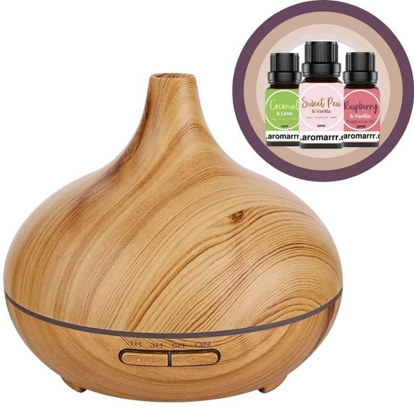 300ml Essential Oil Diffuser 3 Fragrance Oils Aromarrr NZ